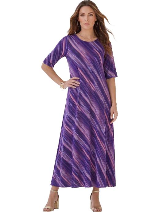 ROAMAN'S Roaman's Stretch Knit High-Low Short Sleeve Maxi Dress